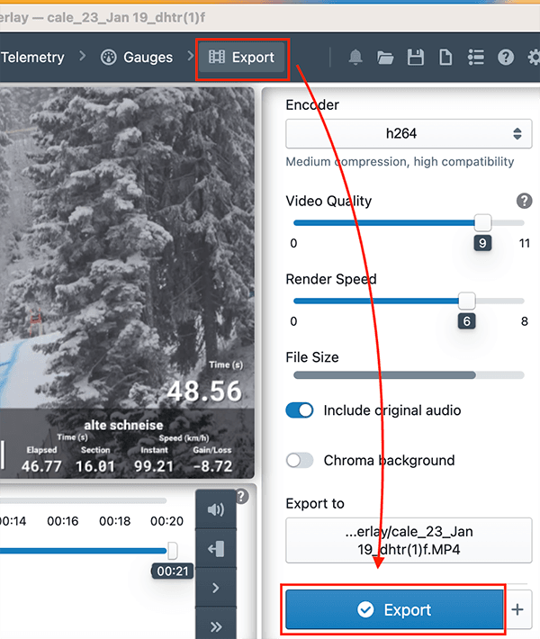 How to automatically sync Protern's alpine skiing data to video using Telemetry Overlay